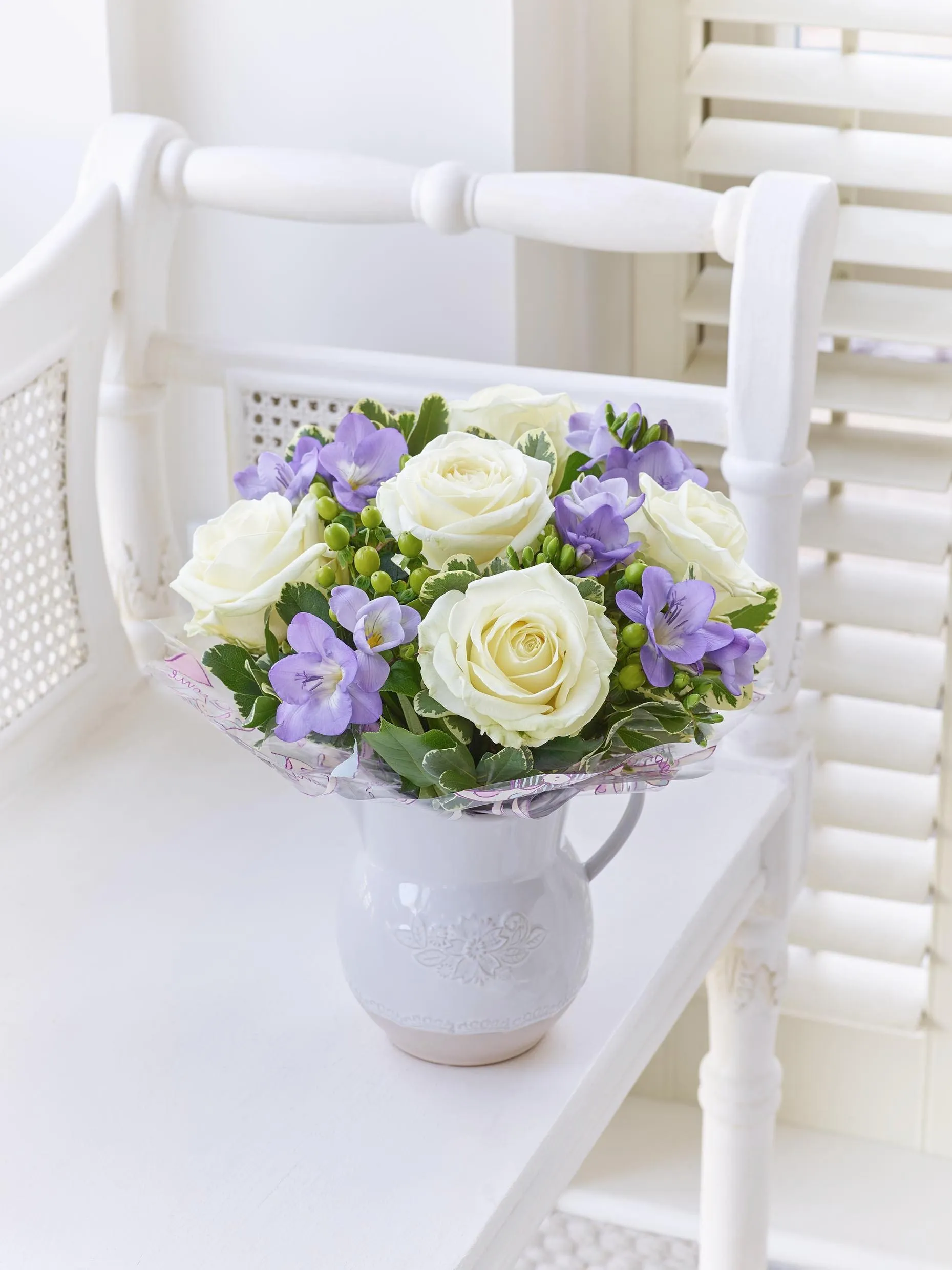 FRAGRANT WHITE ROSE AND FREESIA JUG
